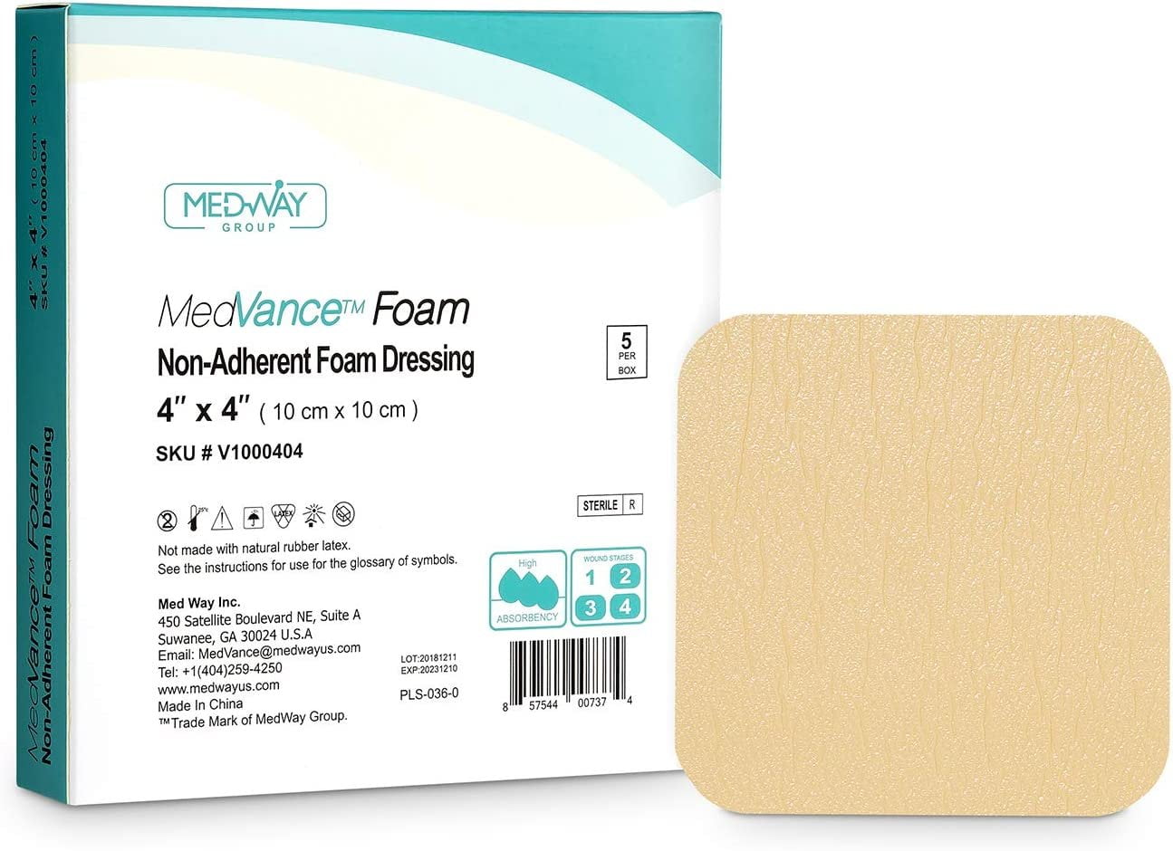 "MedVance Foam Dressings - Waterproof 4""x4"" Non-Adhesive Hydrophilic ...