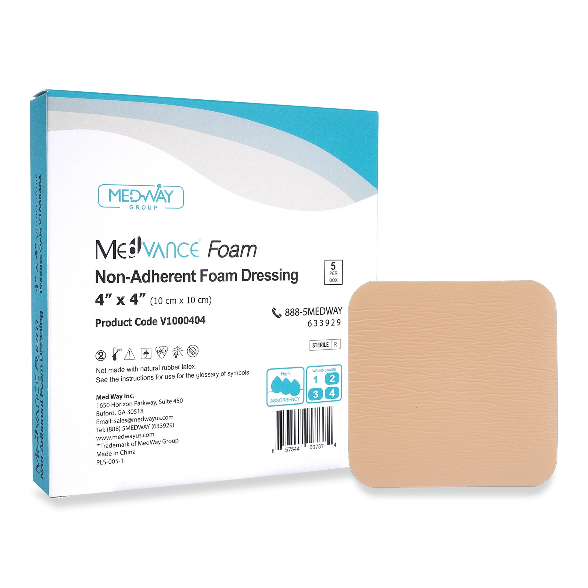 "MedVance Foam Dressings - Waterproof 4""x4"" Non-Adhesive Hydrophilic ...