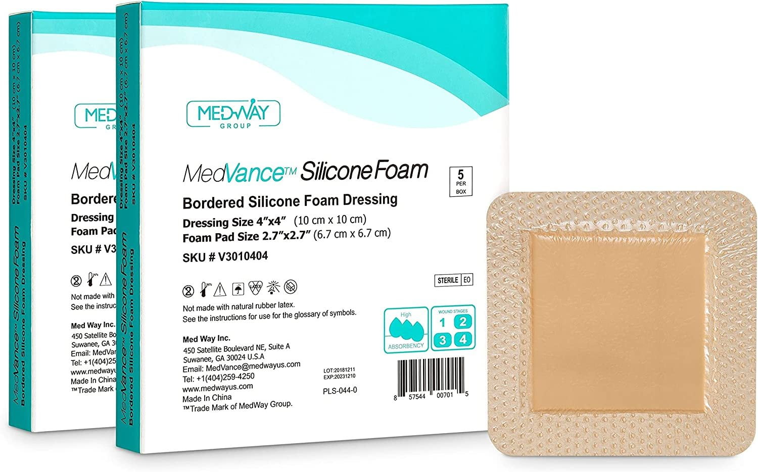 "MedVance TM Silicone - Bordered Foam Dressing, Size 4""x4"" (2.7""x2.7 ...