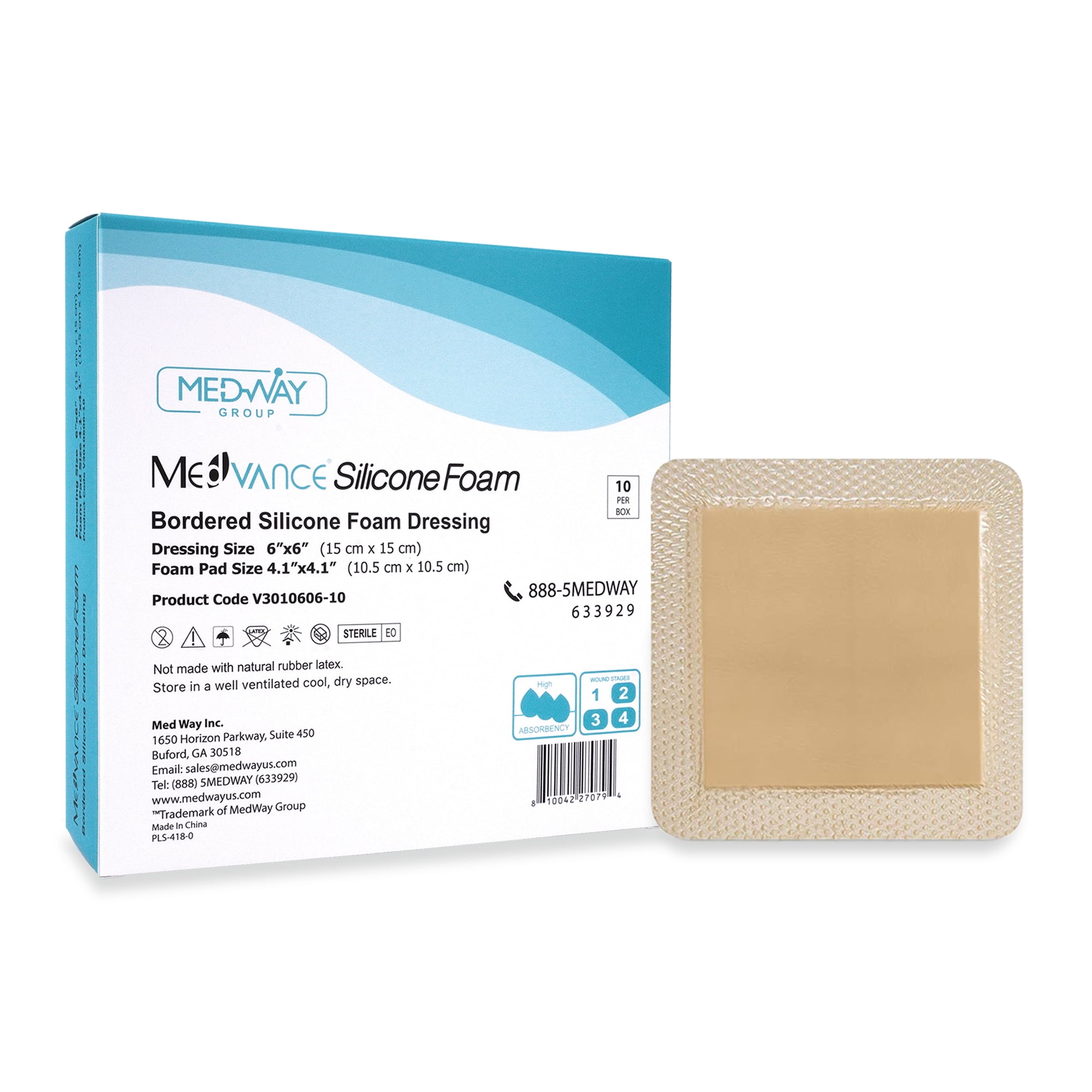 medvance Silicone Foam Dressing 6x6 inches Bordered Hypoallergenic ...