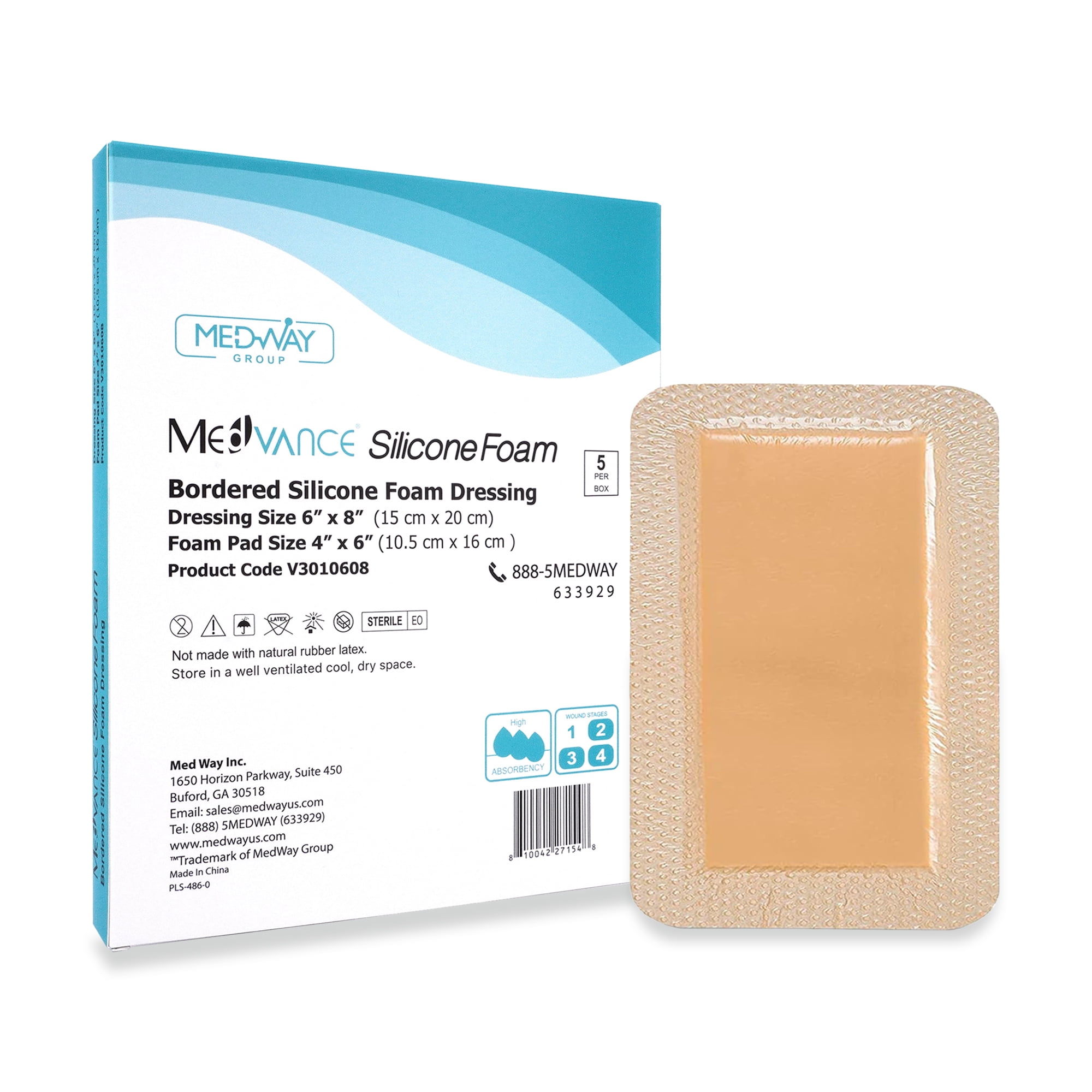 "MedVanceTM Sterile Large Silicone Foam Dressing for Wound Care, Non ...