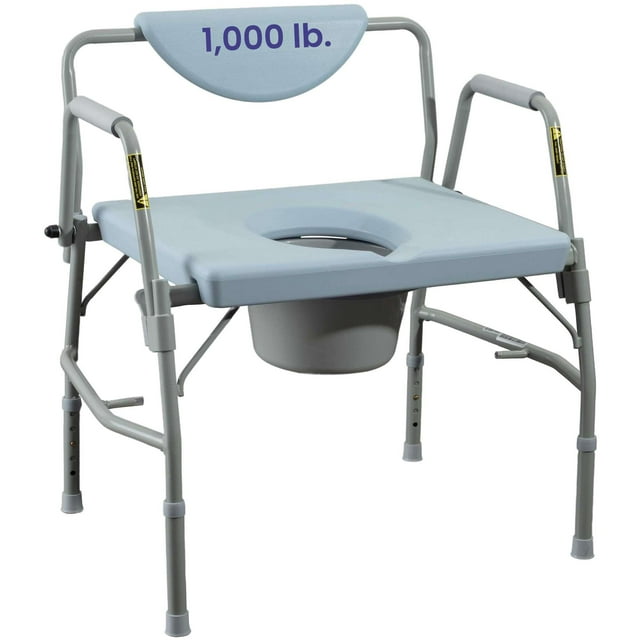 MedaCure Bariatric Adjustable Bedside Commode Chair – Steel Frame Drop ...