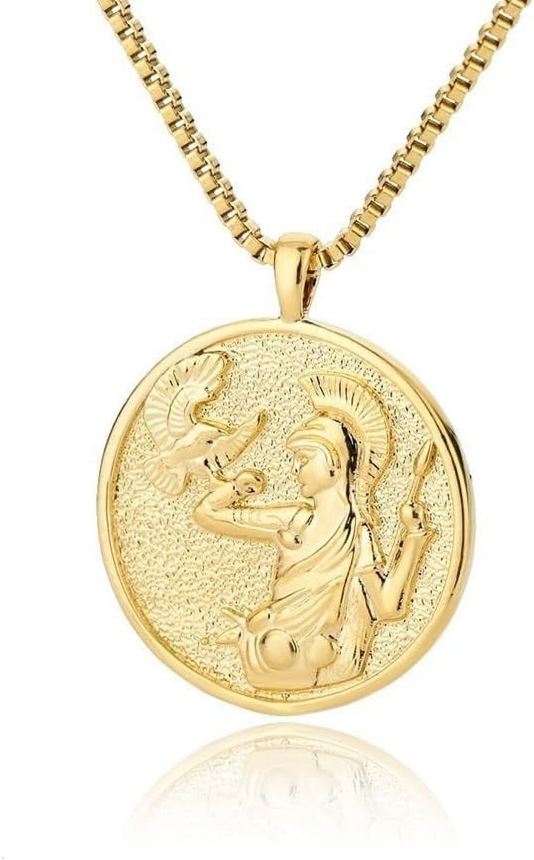 Medal Athena Hecate 18K Gold Plated Medallion Necklace,Greek Mythology ...