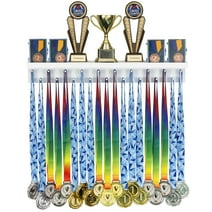 Medal Awards Rack Trophy Shelf and Award Display Rack (36" Walnut ...