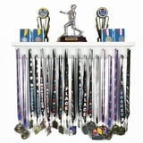 Medal Awards Rack Trophy Shelf and Award Display Rack (24" White) Medal ...