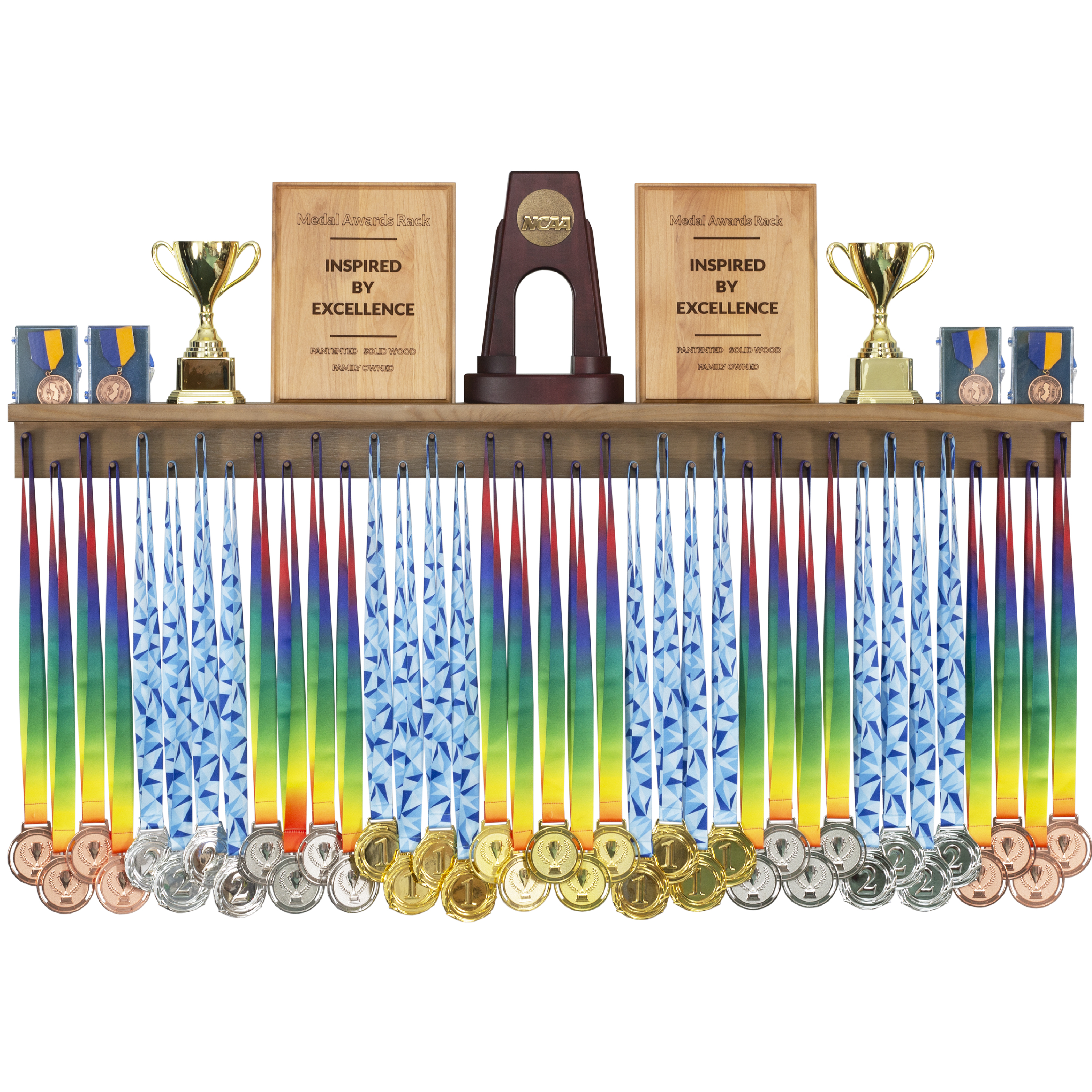 Medal Awards Rack Trophy Shelf and Award Display Rack (48" Color ...
