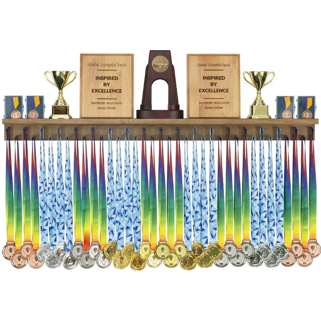 Medal Awards Rack Trophy Shelf and Award Display Rack (48" Color ...