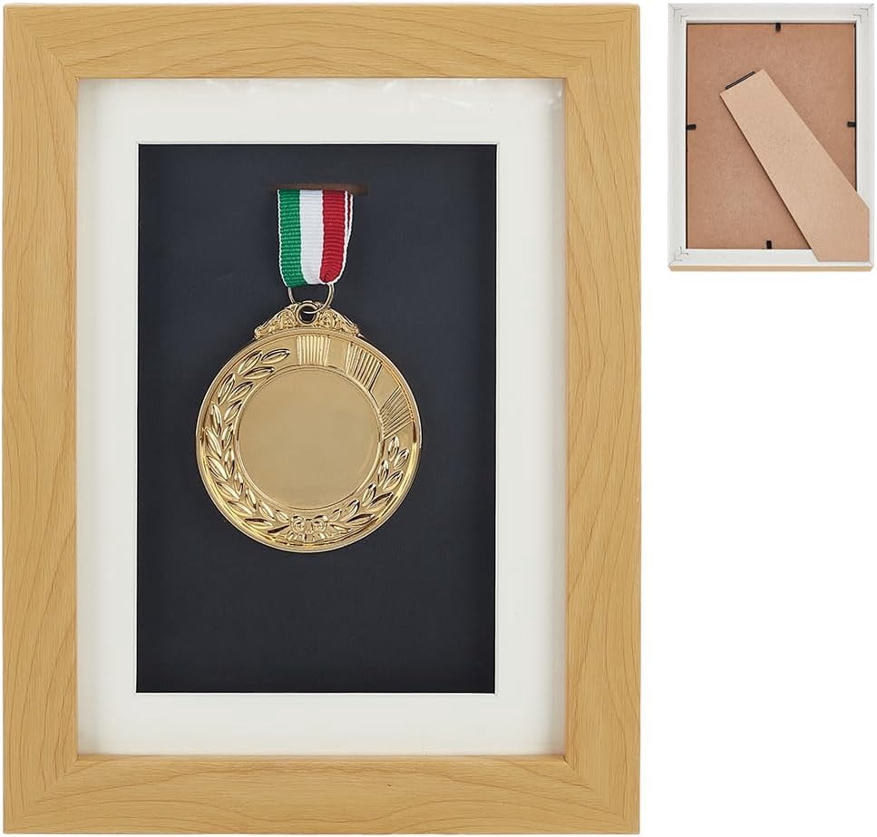 Medal Display Frame 6x8inch Light Khaki Wooden Medal Display Stand ...