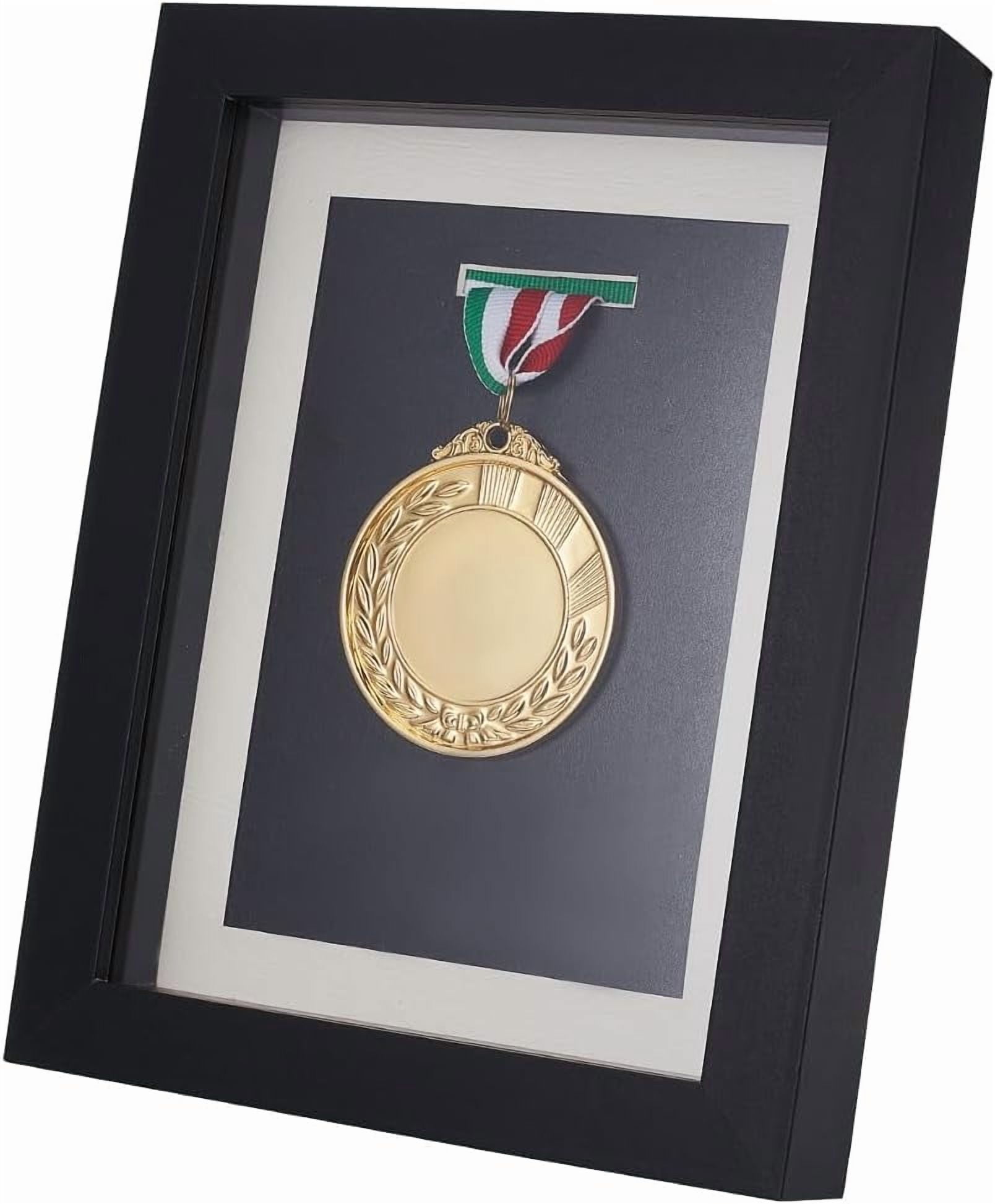 Medal Display Shadow Box Black Medal Display Case Natural Wood Photo ...
