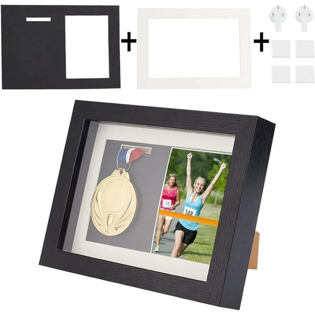 Medal Display Shadow Box Black Medal Display Case Natural Wood Photo ...