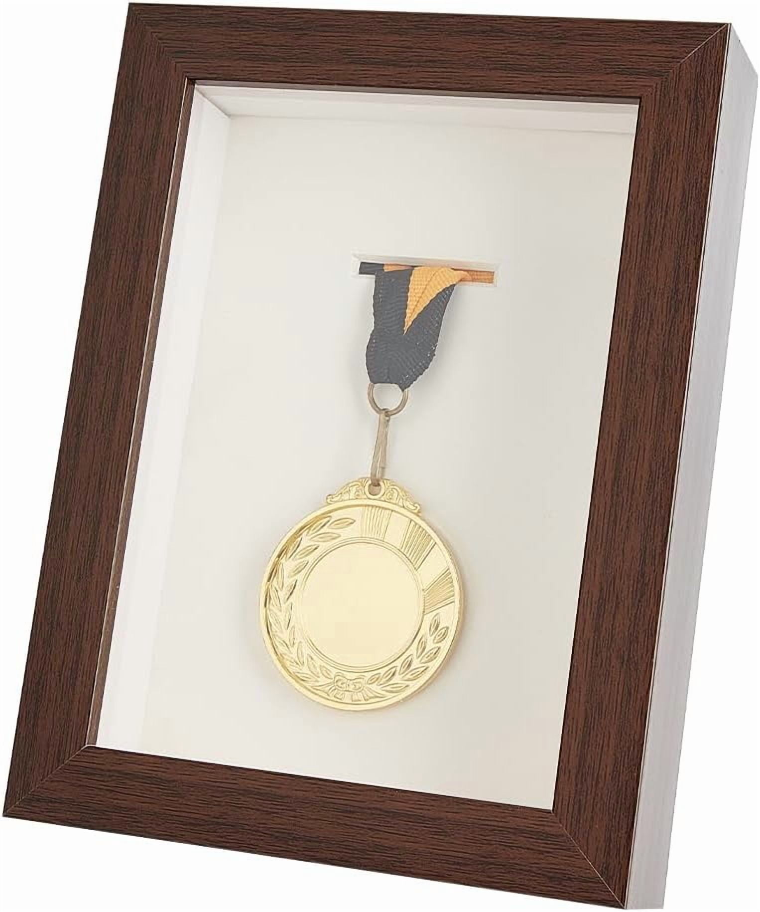 Medal Display Shadow Box Coconut Brown Medal Display Case Natural Wood ...