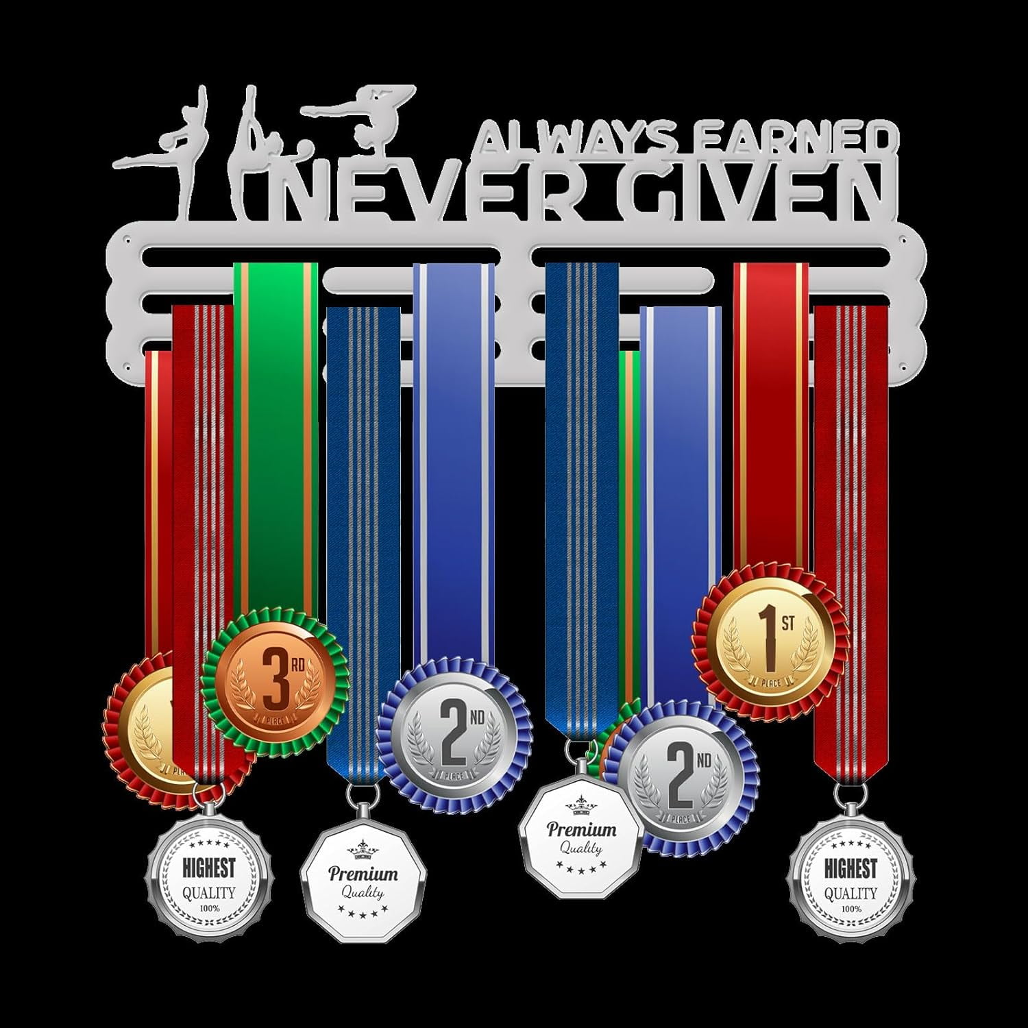 Medal Hangers Always Earned Never Given Medals Display Holder Rack ...