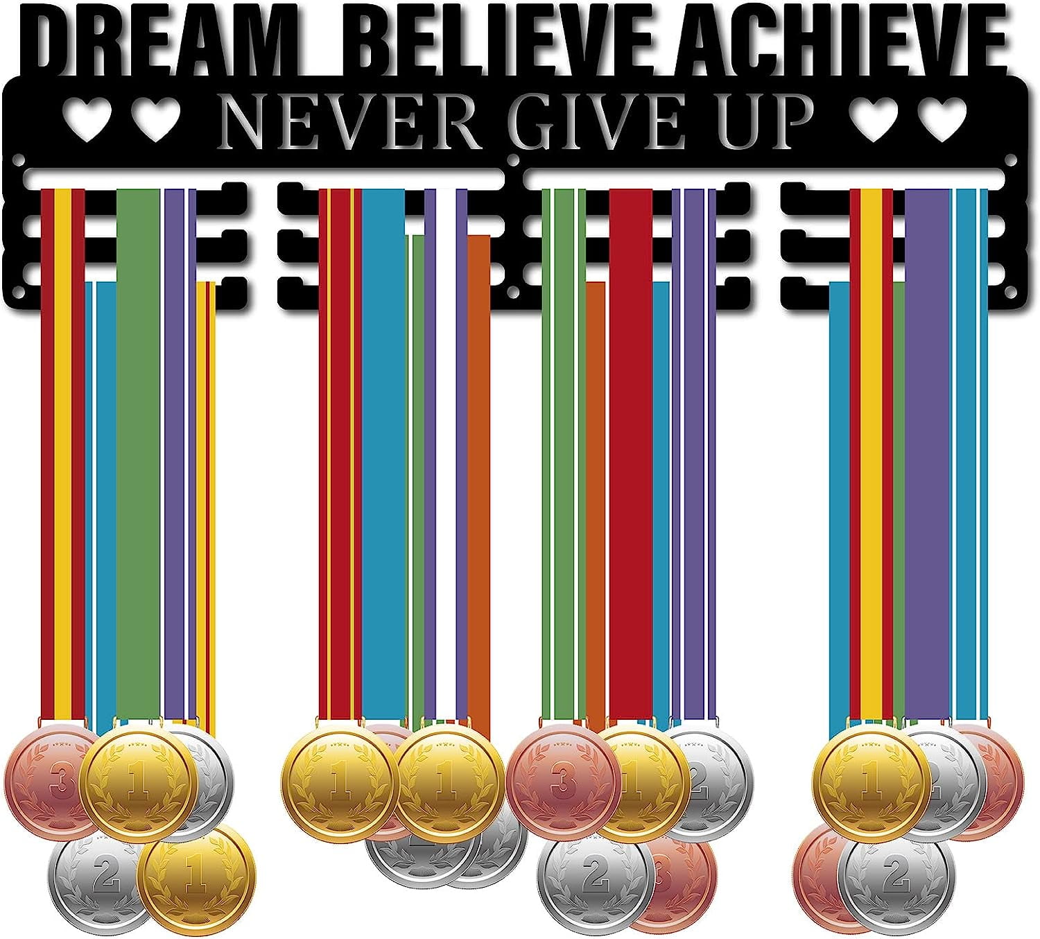 Medal Holder Display Hanger Rack Sports Dream Believe Achieve Never ...