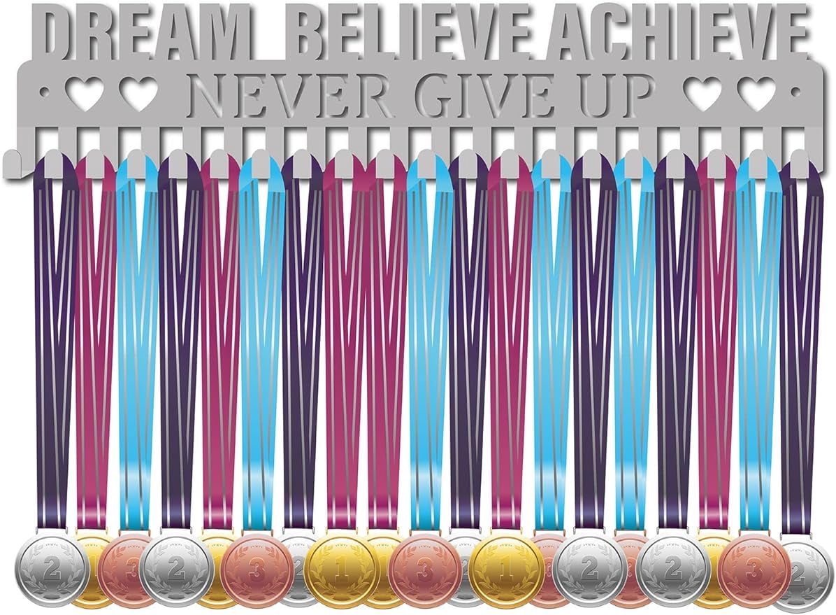 Medal Holder Display Hanger Rack Sports Dream Believe Achieve Never ...