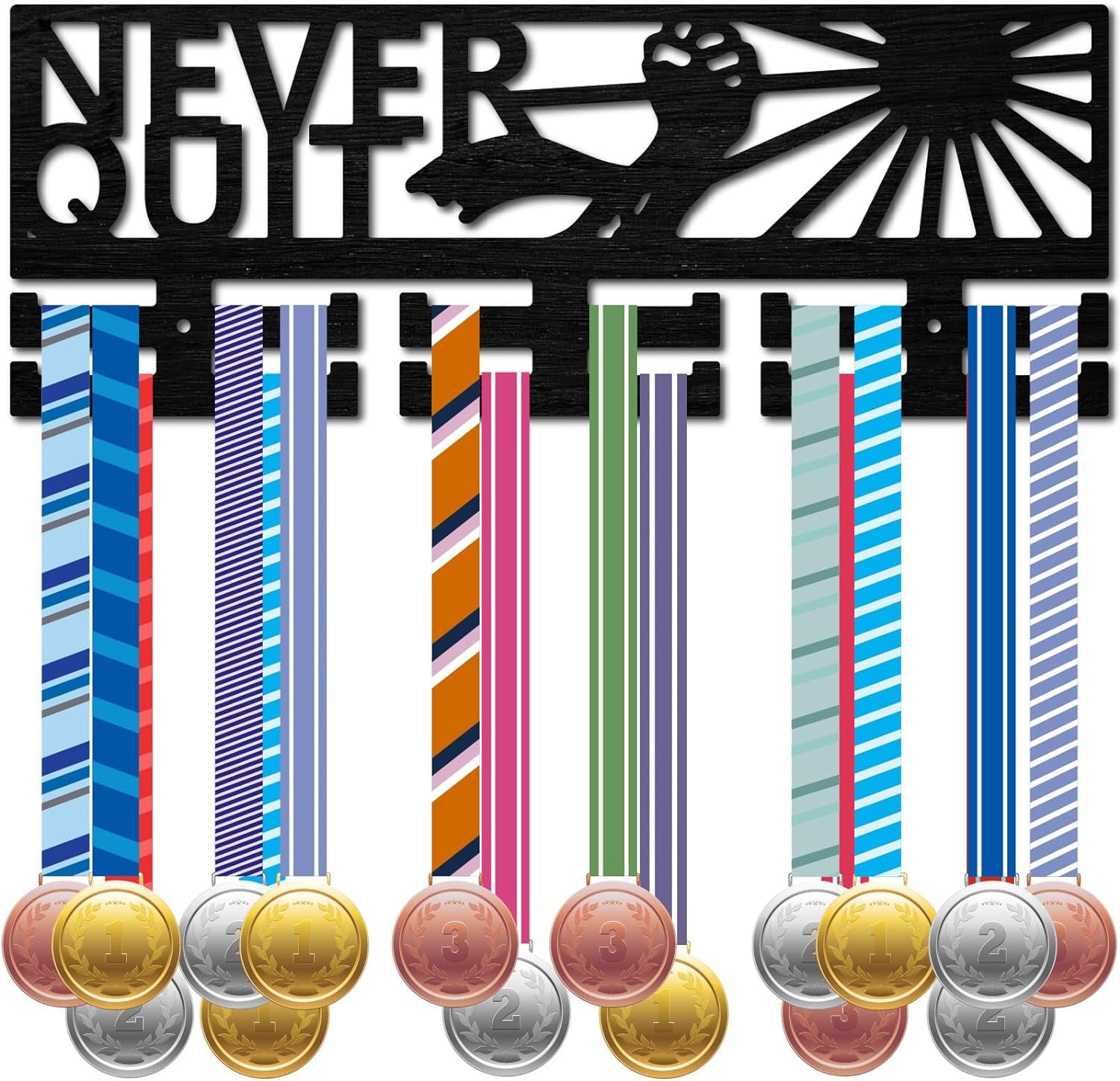 Medal Holder Display Medal Hangers Rack Wall Mount Frame Shelf Wooden ...