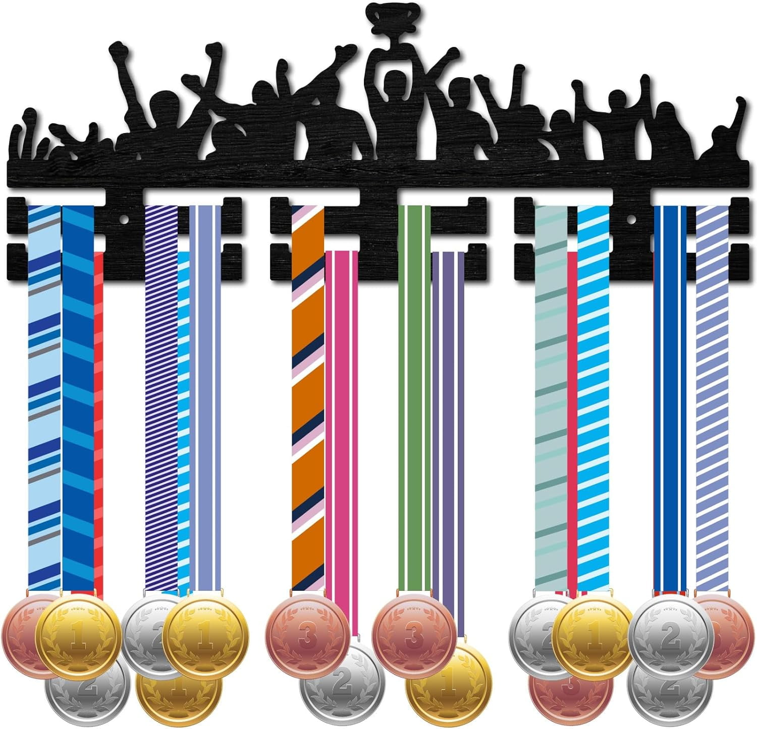 Medal Holder Display Medal Hangers Rack Wall Mount Frame Shelf Wooden ...