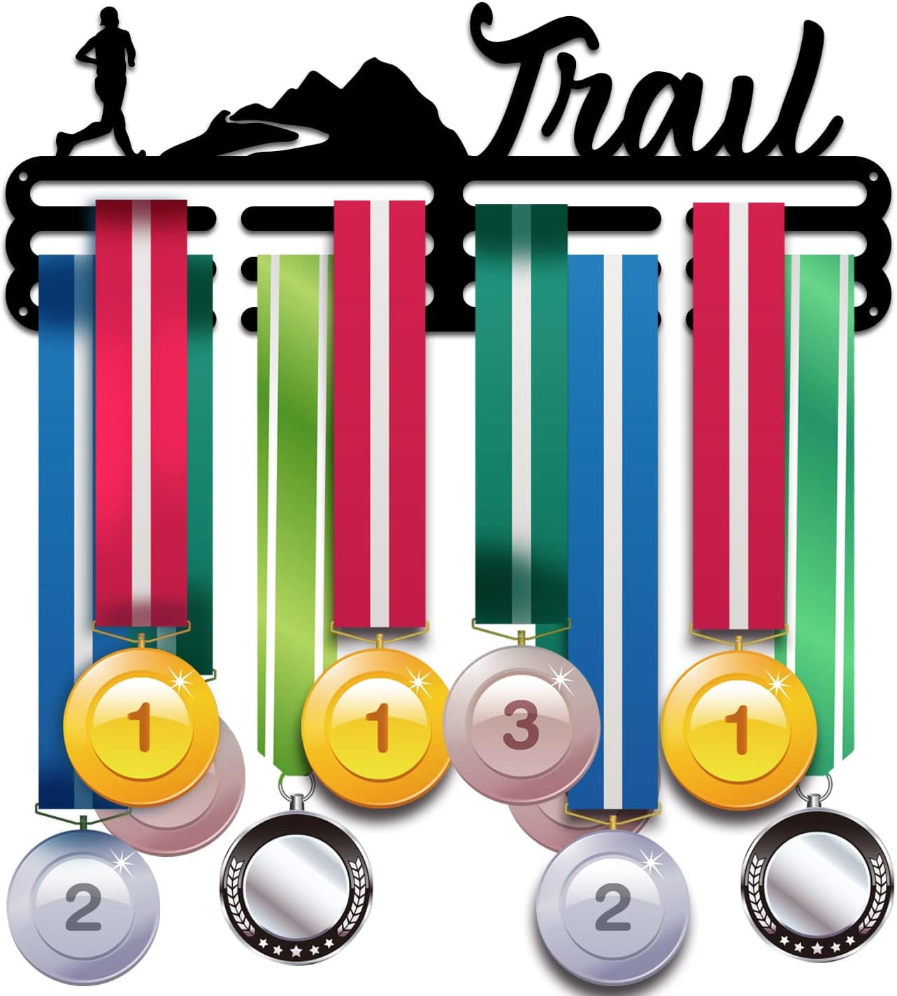 Medal Holder Display Runner Trail Award Ribbon Hanger 3 Lines Medal ...