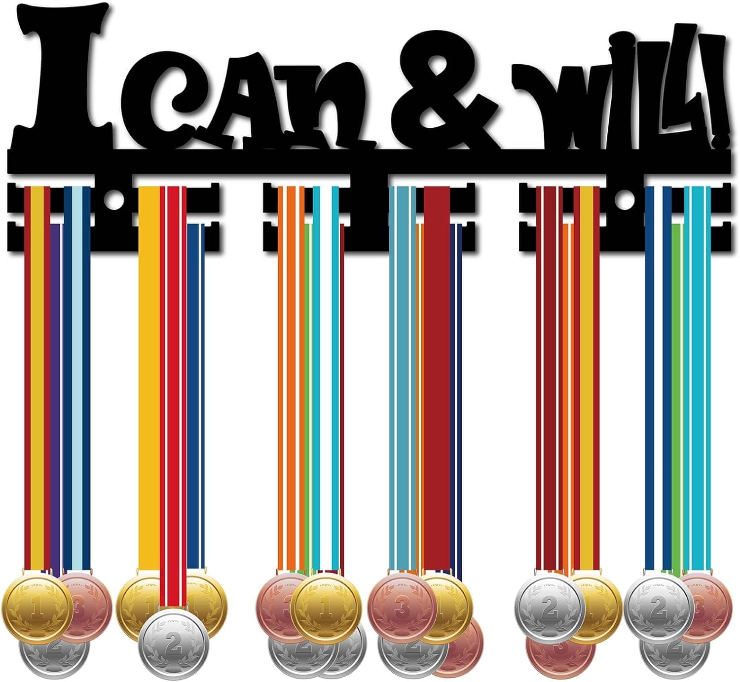 Medal Holder Hanger Black Medal Hanger Acrylic Rack Sports Medal Frame with 12 Hooks Hanging ...