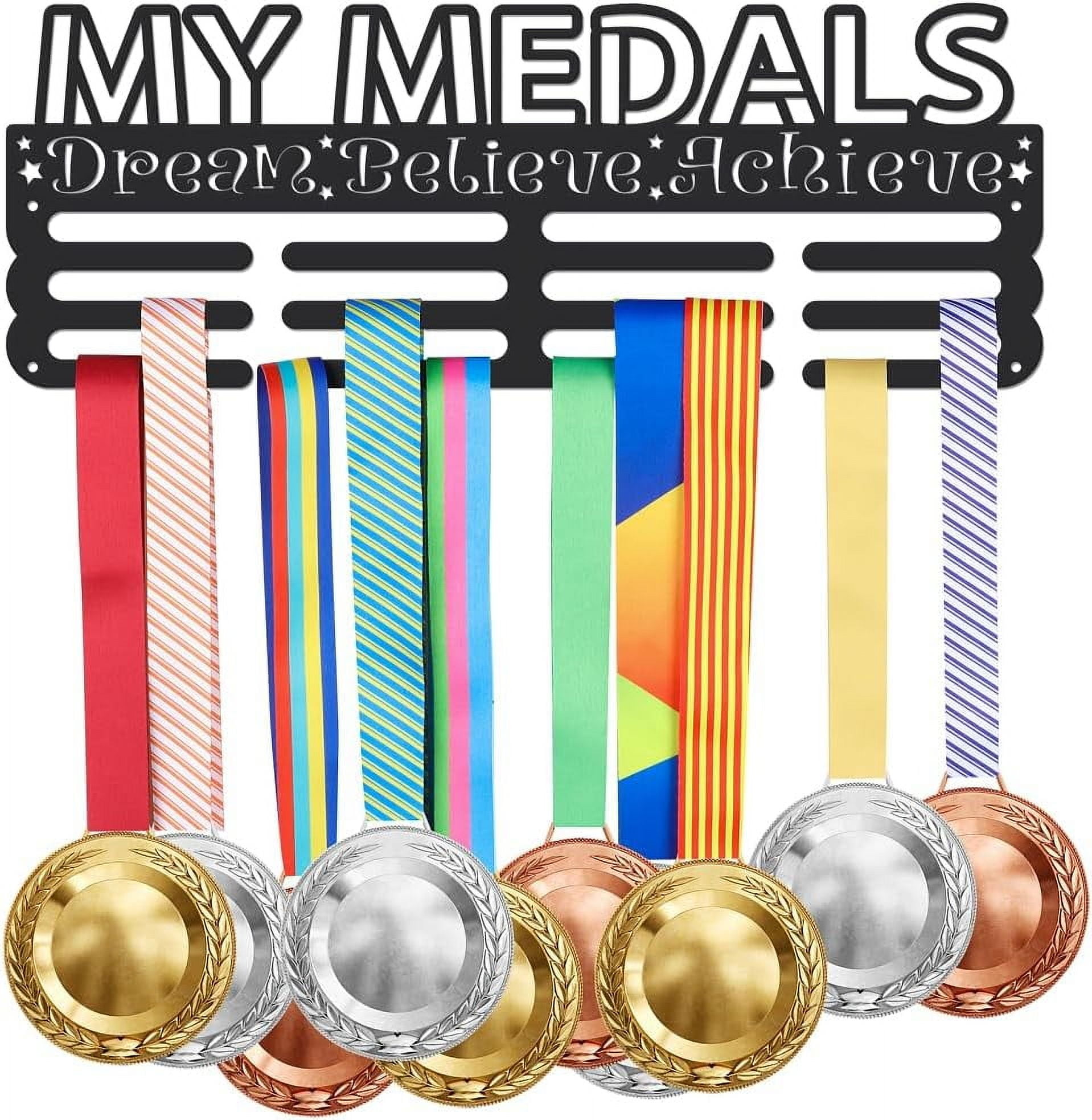 Medal Holder with My Medals and Dream Believe Achieve Medal Hooks with ...