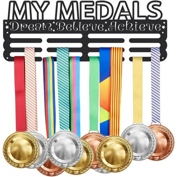 Medal Holder with My Medals and Dream Believe Achieve Medal Hooks with ...