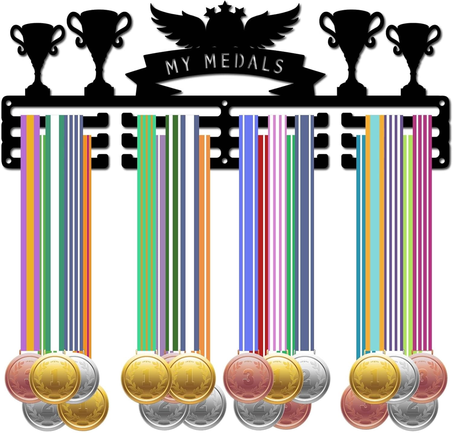 Medal Holder My Medals Sports Medal Hanger Display Rack Frame Black ...