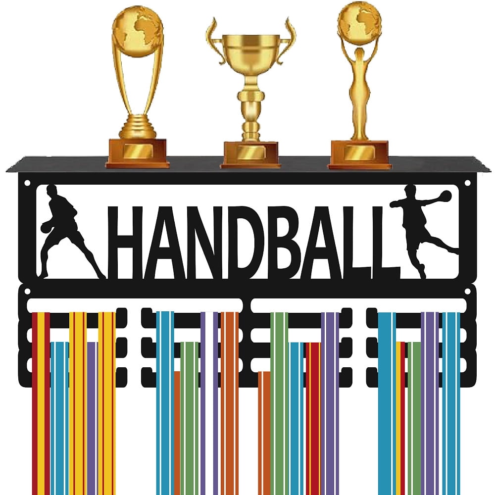 Medal Holder Trophy Award Shelf Display with 12 Clasps Handball Sports ...