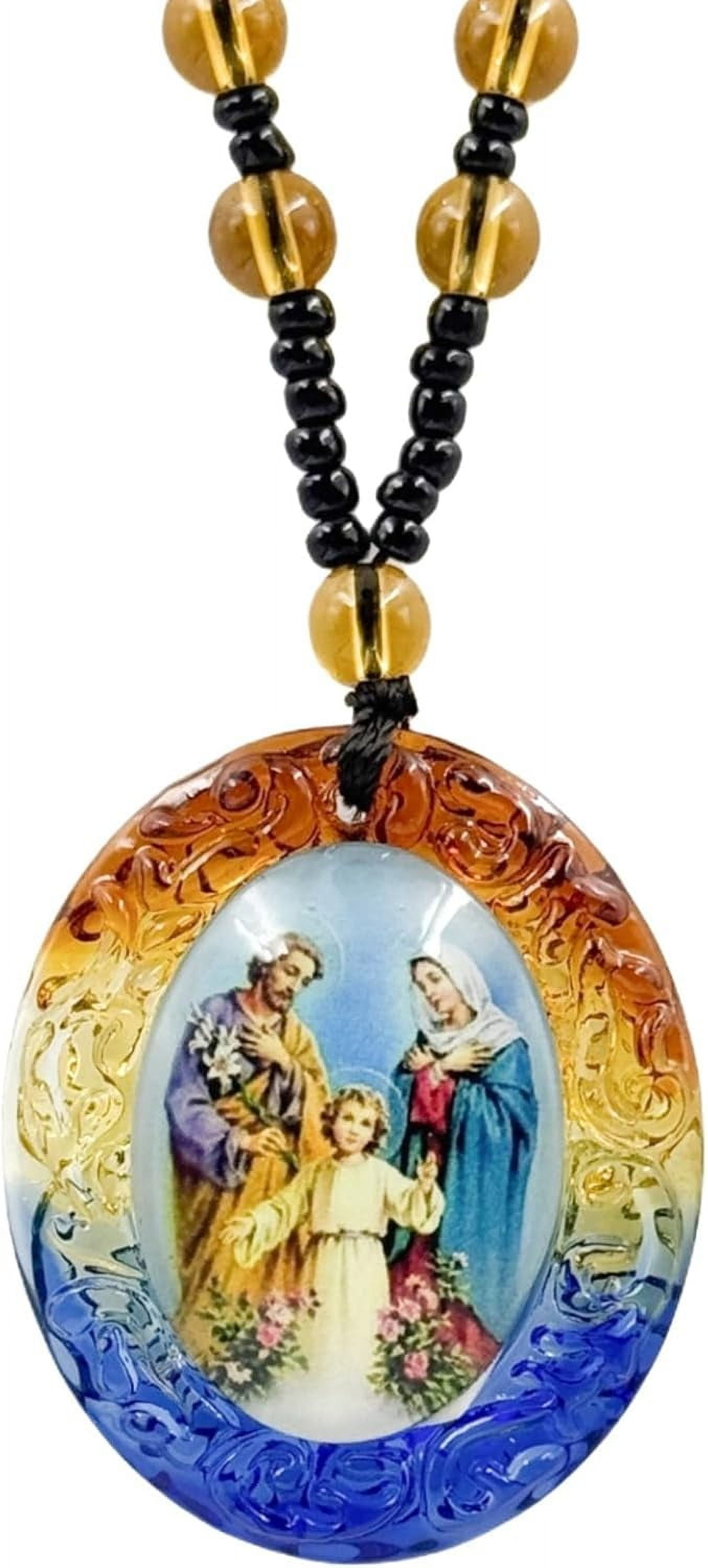 Medal Holy Family Mary Jesus St Joseph Glaze Necklace,Personalized ...