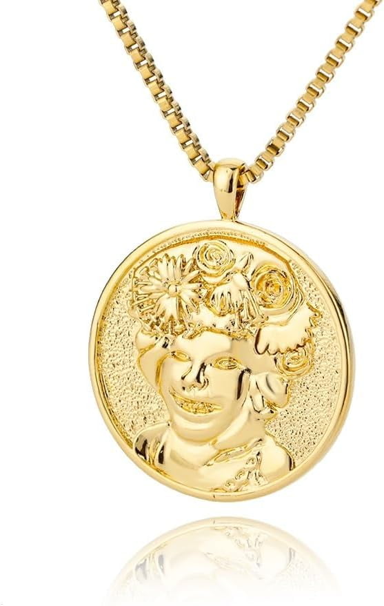 Medal Medallion Marsha Gold Plated Coin Necklace,Queen Medallion ...