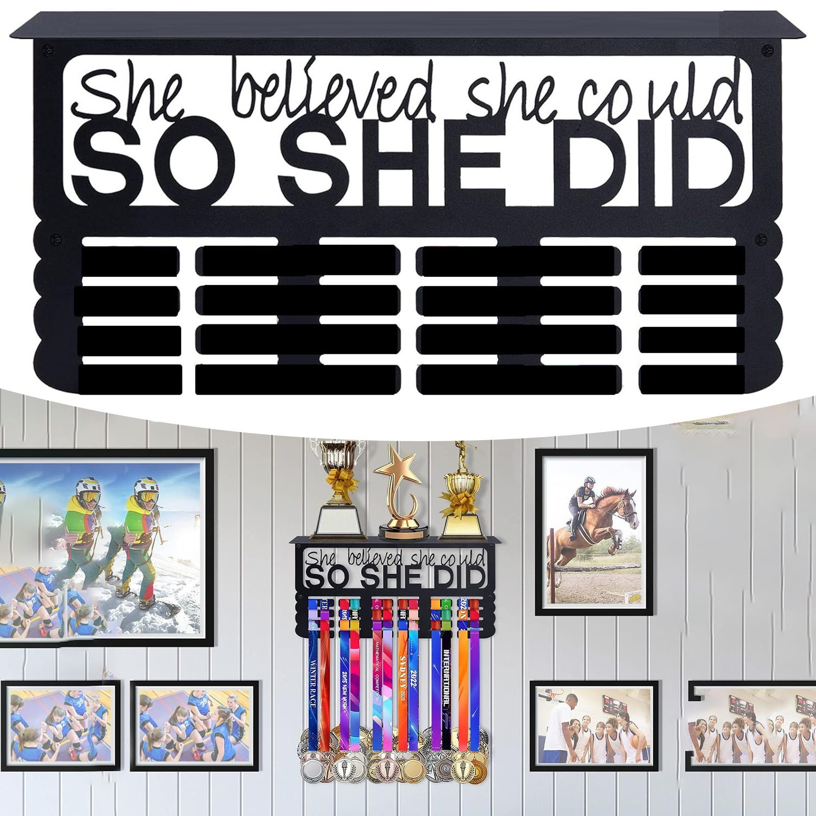 Medal Rack 1Pc Metal Display Rack So She Did Wrought Hanging Rack ...