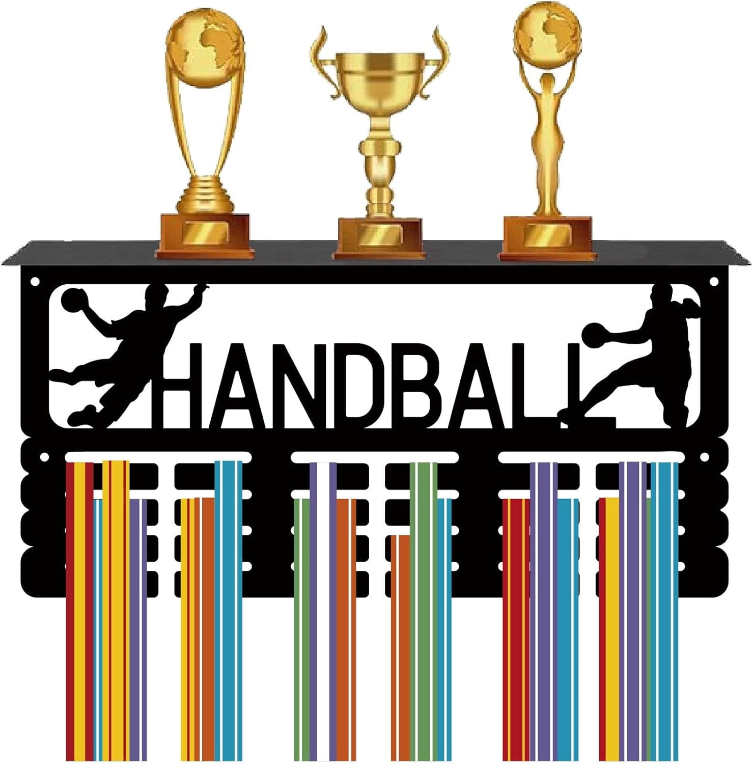 Medal Trophy Holder Handball Medal Hanger Display with Shelf Black ...