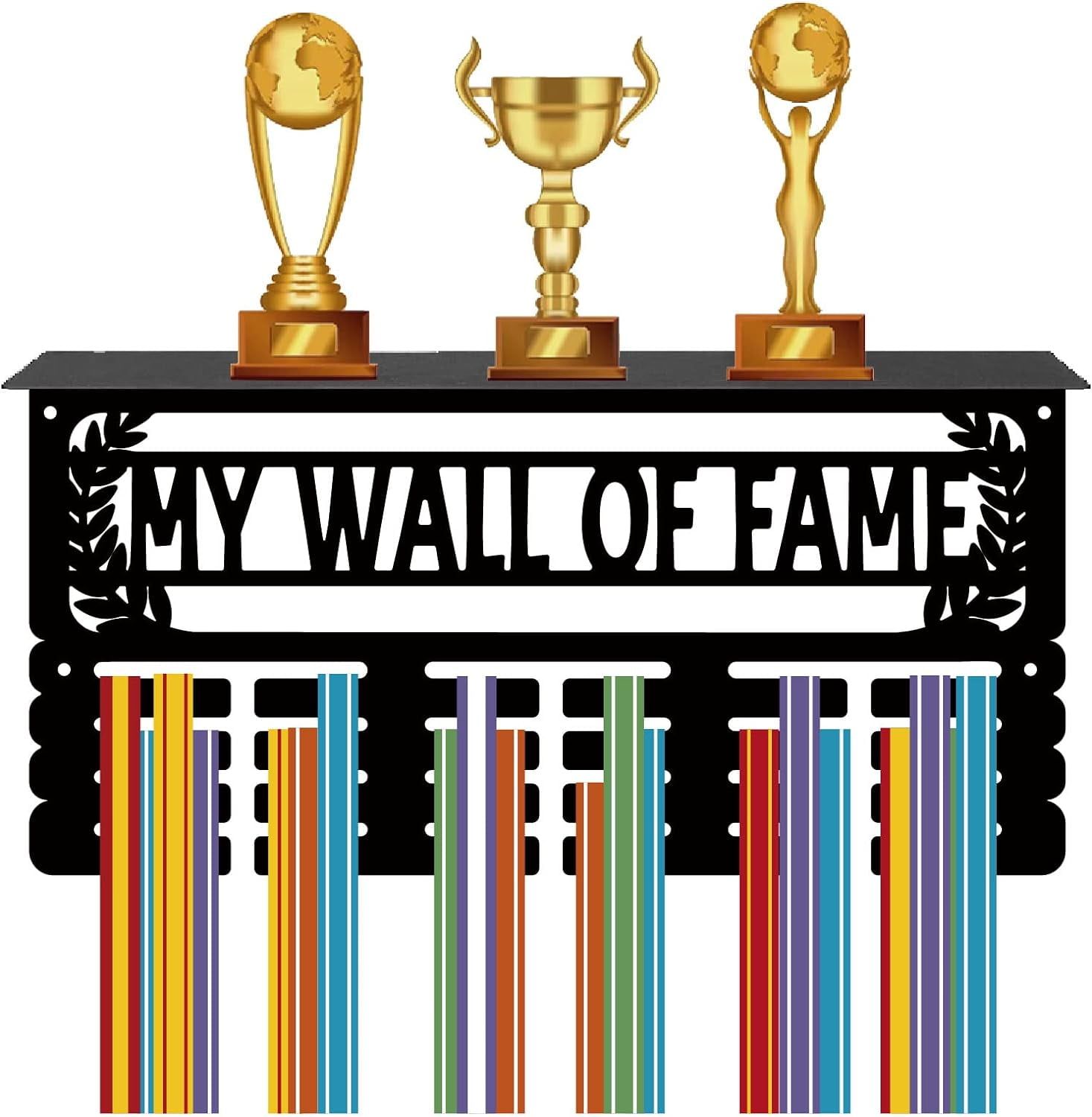 Medal Trophy Holder Medal Hanger Display with Shelf Stand Sports 4 Rows ...