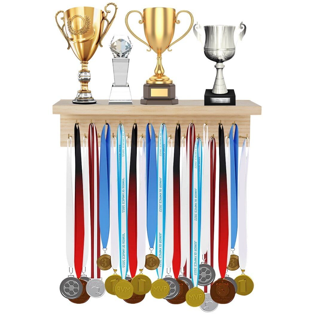 Medal Wall Hanger, Wall-mounted Medal Display Rack, Wooden Trophy Shelf ...