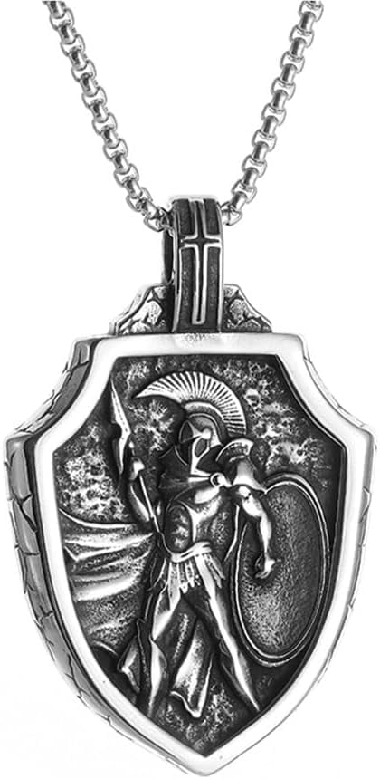 Medal Warrior Spartan Shiled Amulet Necklace,Gladiator Symbol ...