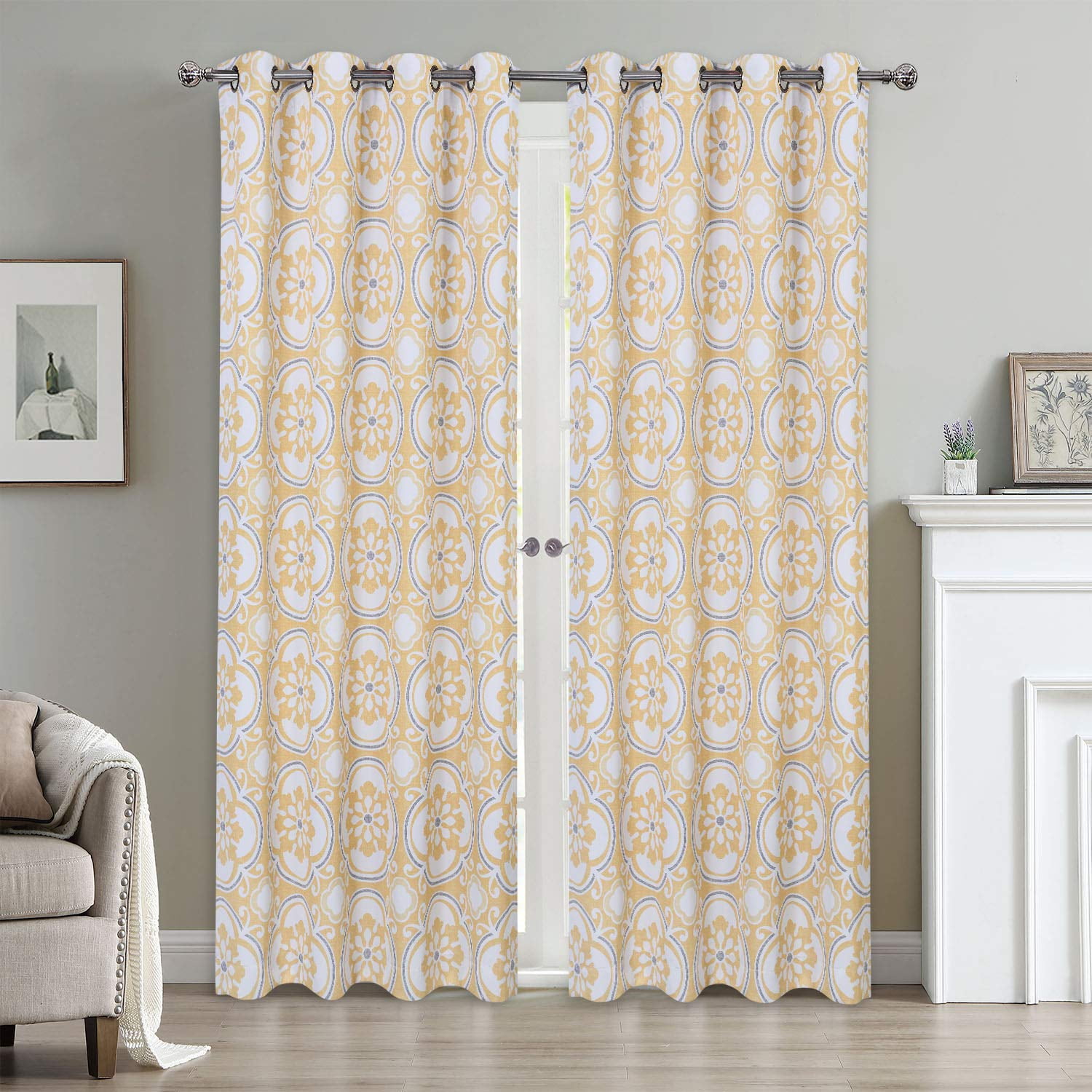 Medallion Blackout Curtains,Medallion Print Thermal Insulated Blackout ...