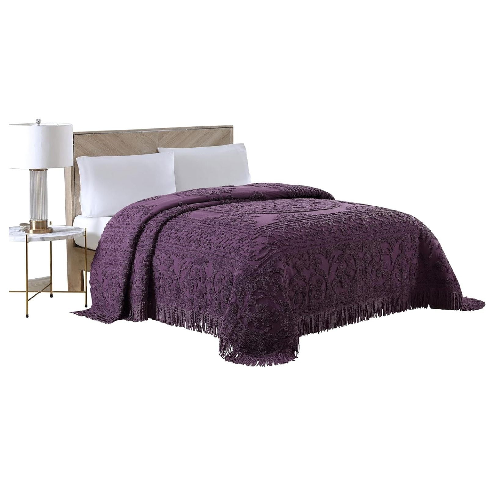 Medallion Chenille Bedspread, Full, Eggplant - Walmart.com