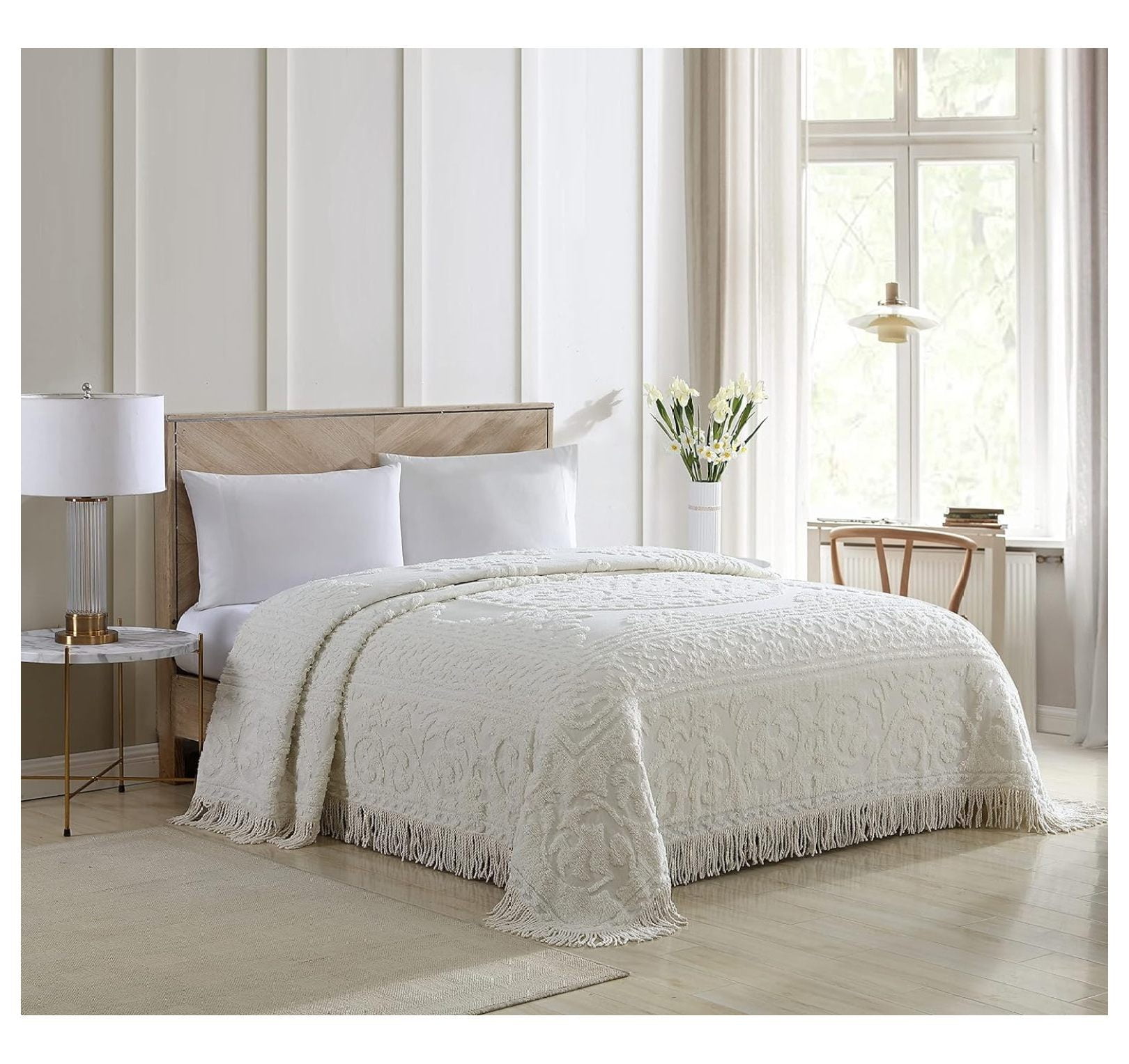 Medallion Chenille Bedspread, Full, Ivory - Walmart.com