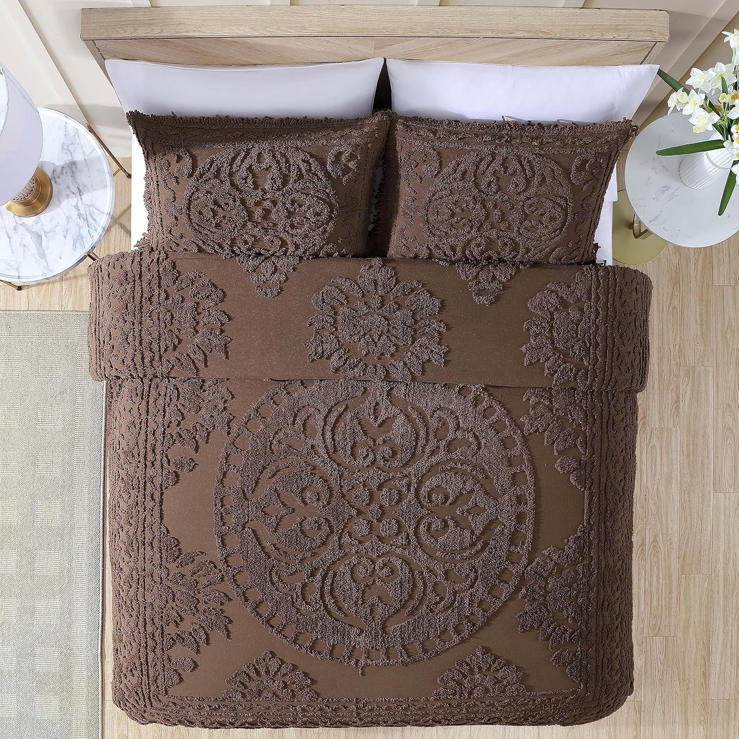 Medallion Chenille Bedspread, King Sham, Chocolate - Walmart.com