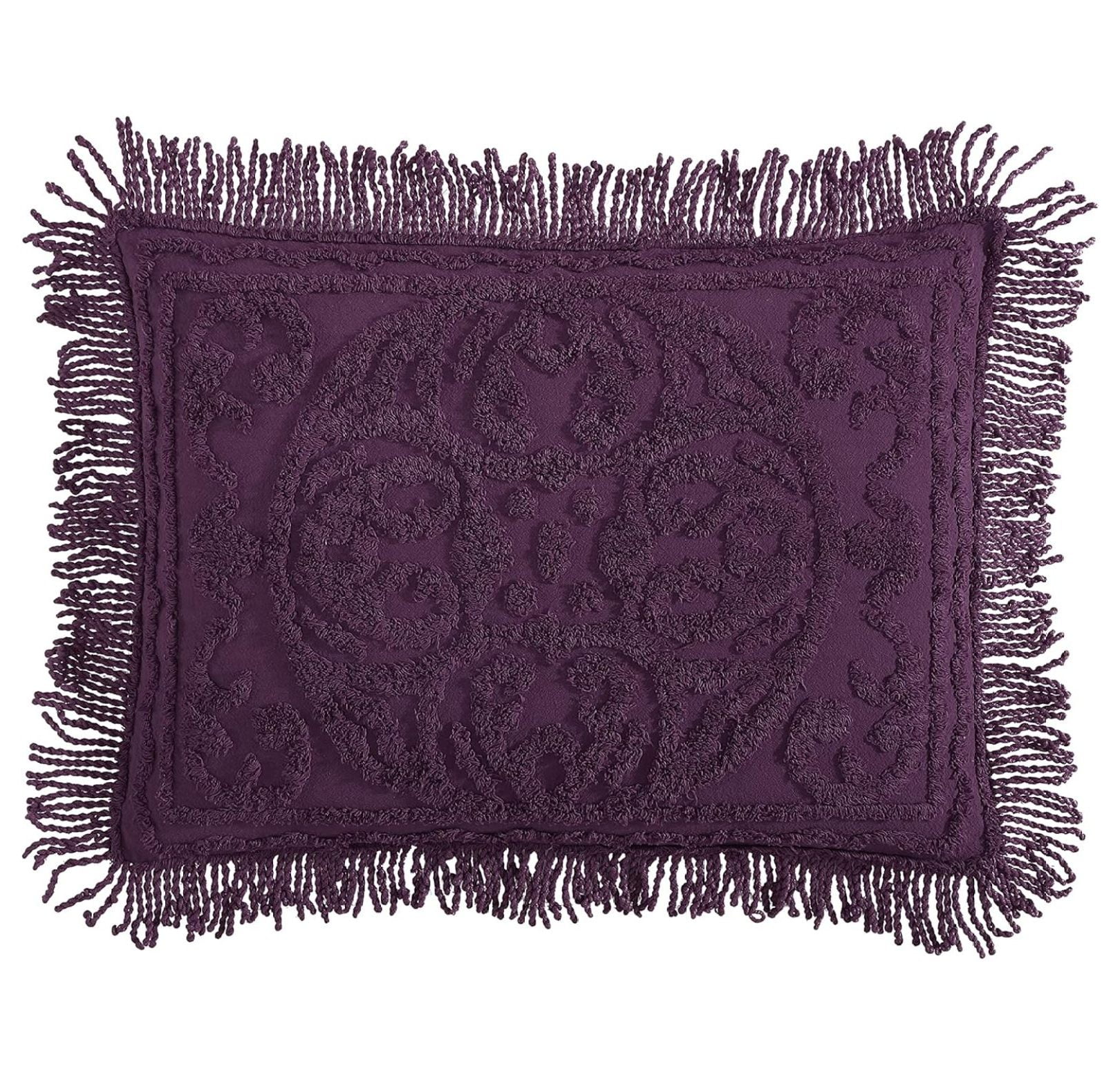 Medallion Chenille Bedspread, Standard Sham, Eggplant - Walmart.com