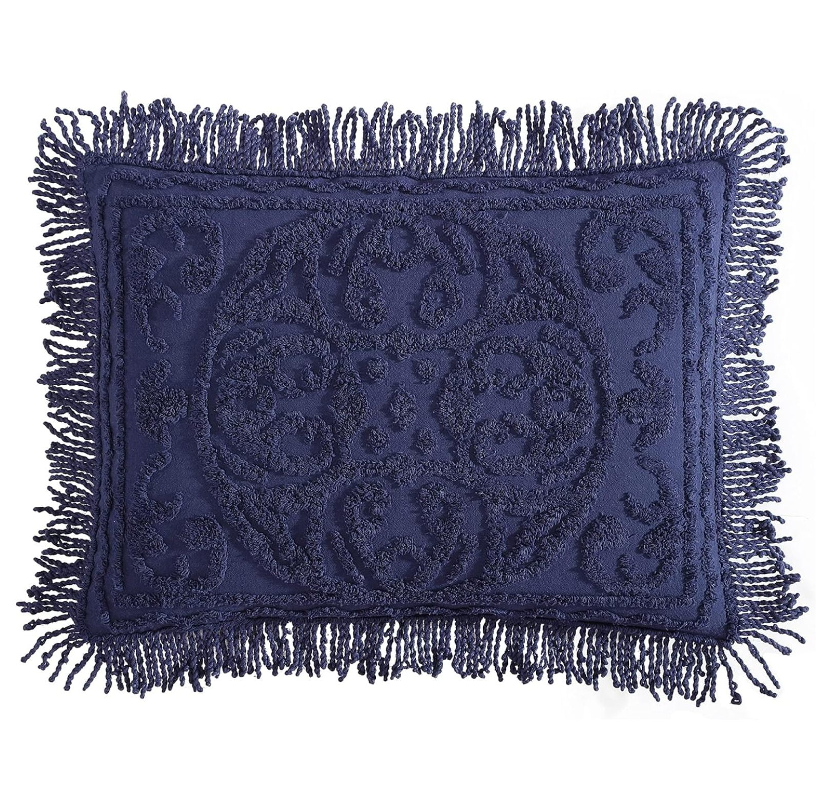 Medallion Chenille Bedspread, Standard Sham, Navy - Walmart.com