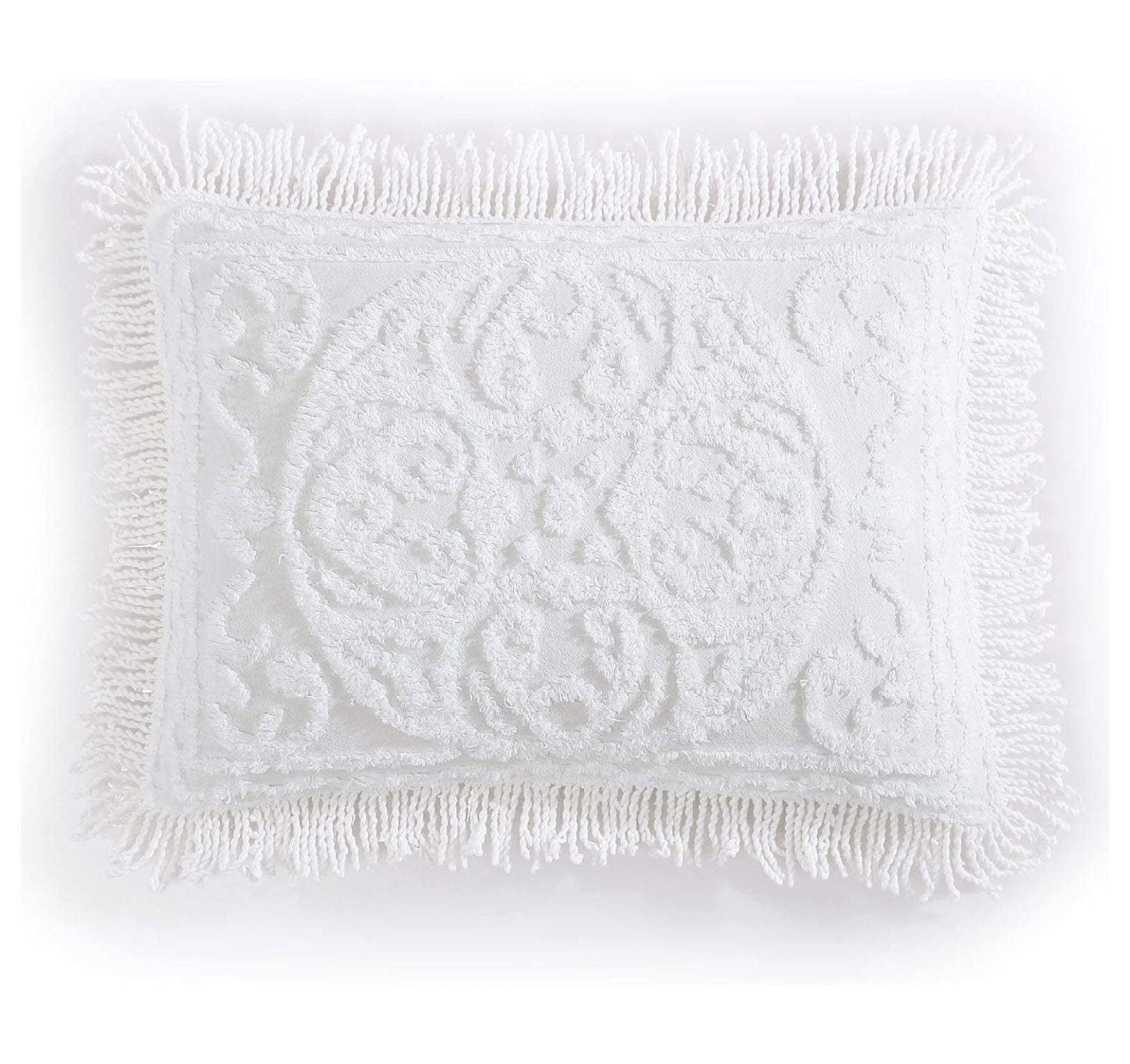 Medallion Chenille Bedspread, Standard Sham, White - Walmart.com