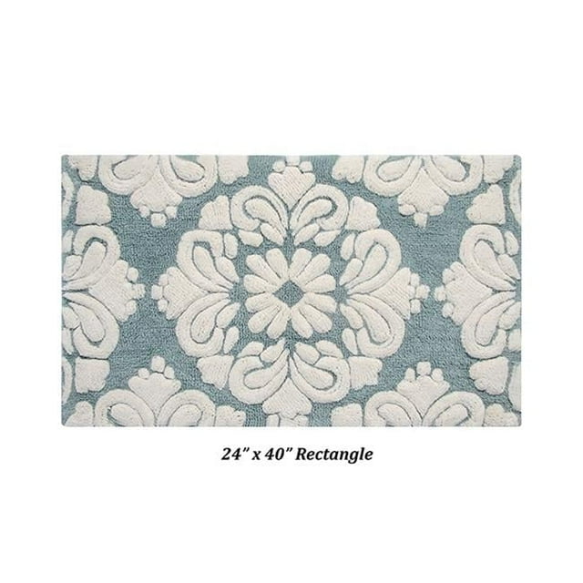 Medallion Collection 100% Cotton 24' x 40' Rectangle Bath Rug in Blue ...