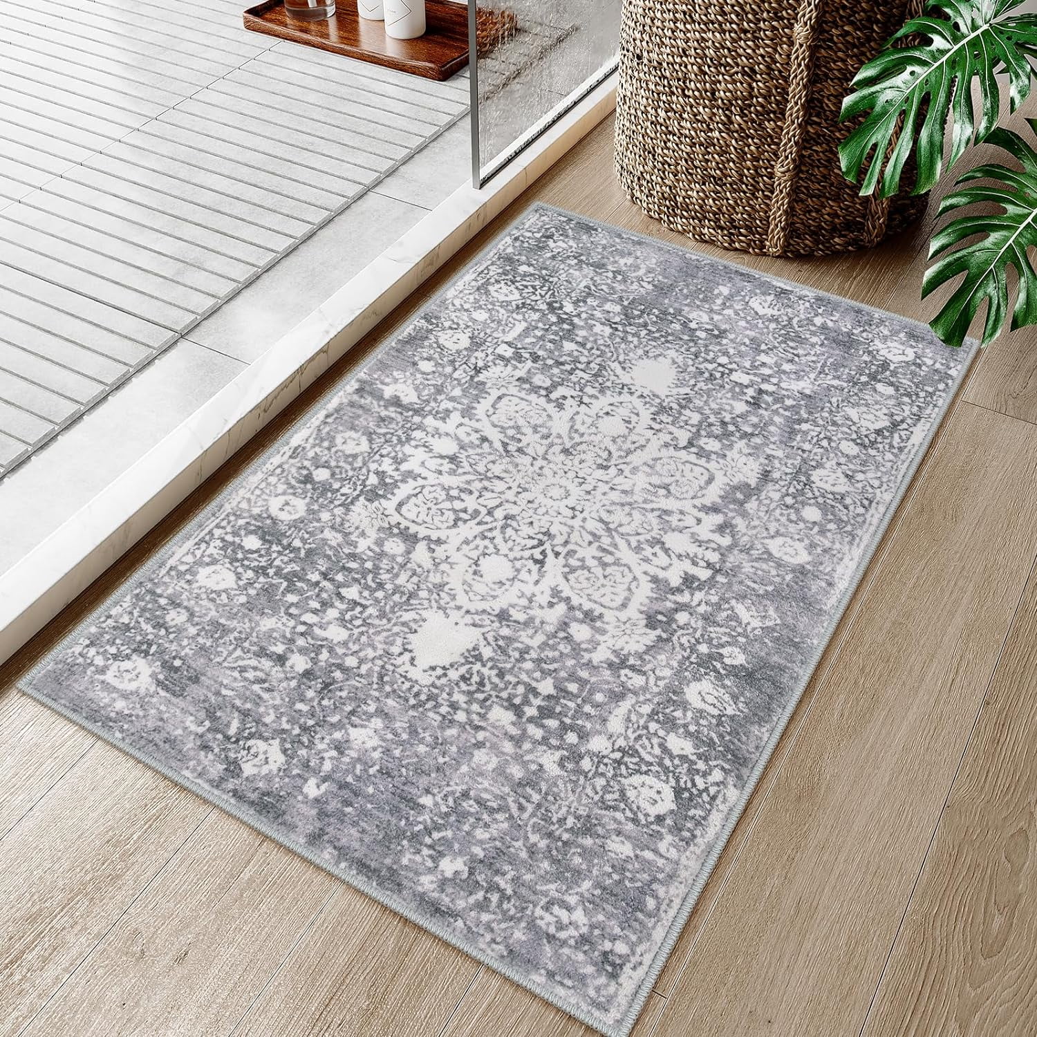 Medallion Entryway Rug for Inside House, Vintage 2x3 Rug Non Slip ...