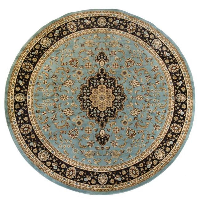Medallion Kashan Traditional Round Rug, Light Blue - 3 ft. 11 in ...