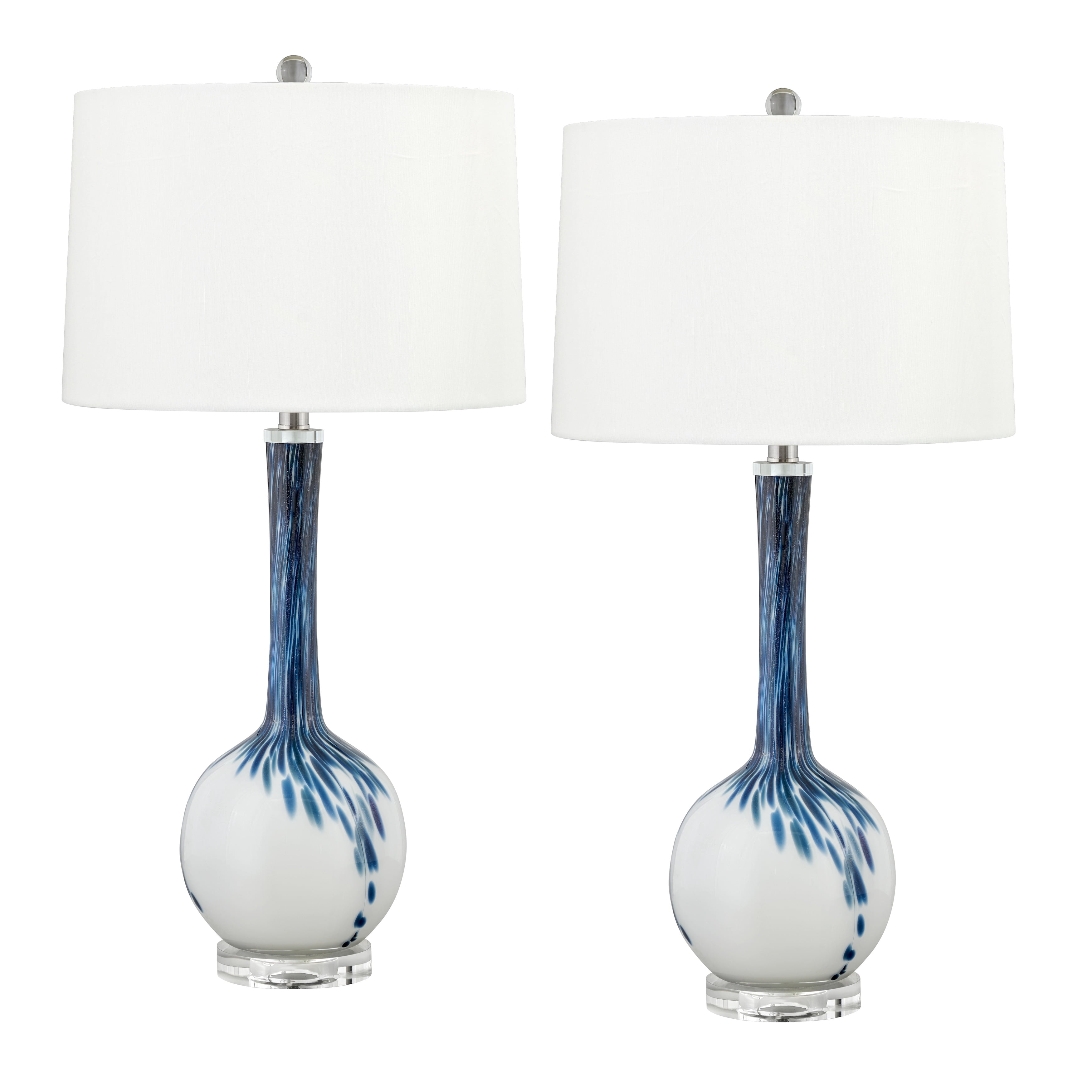 Medallion Lighting Sanremo 30 in. Blue & White Glass Table Lamp Set of ...