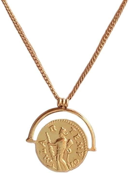 Medallion Medal Golden Coin Dainty Choker Necklace Mythology Y Pendant ...