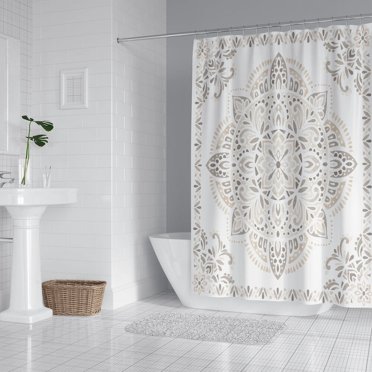 Avanti Sequin Shells Shower Curtain, Blue Polyester, Seashell and ...