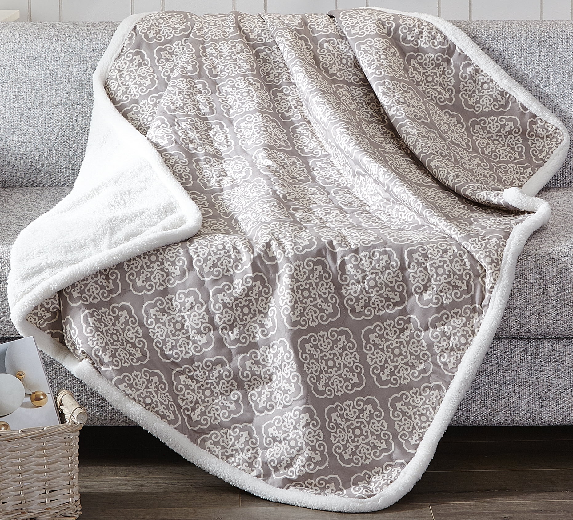 Harper Lane Medallion Throw Reversible Sherpa Soft Cozy Bold Beautiful ...