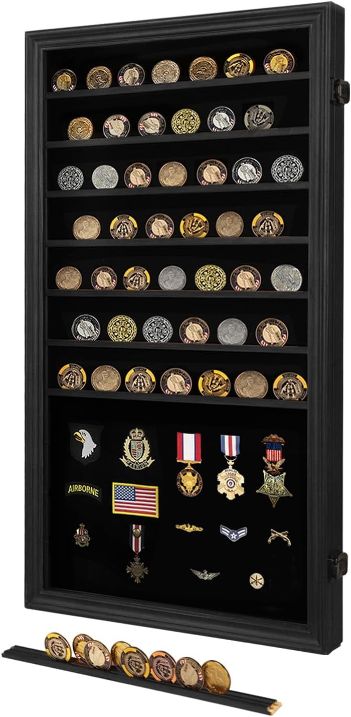 Medals Display Case - Military Challenge Coin Display Shadow Box - Pin ...
