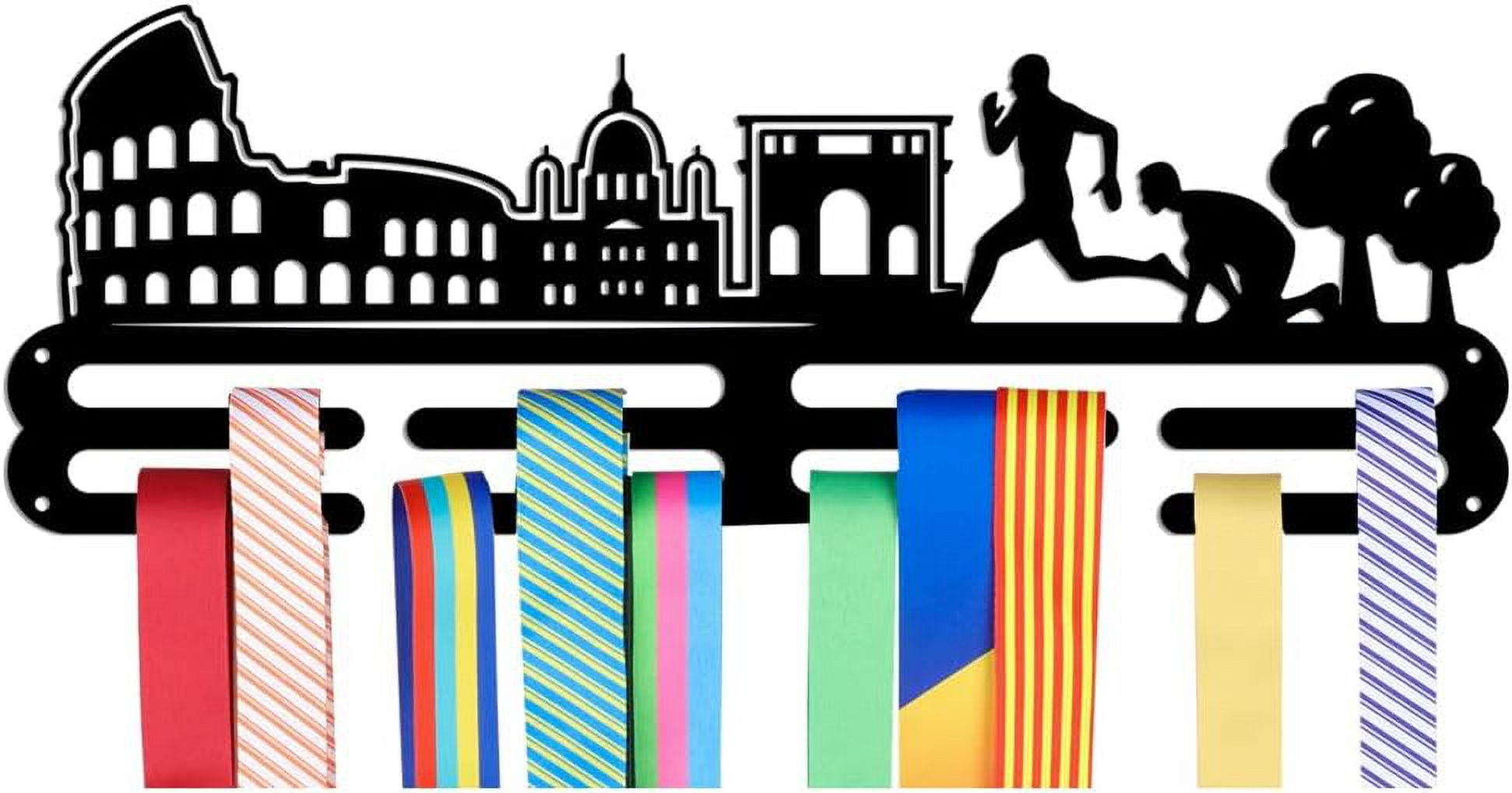 Medals Hanger Display Holder Rack, City Silhouette and Running Medals ...