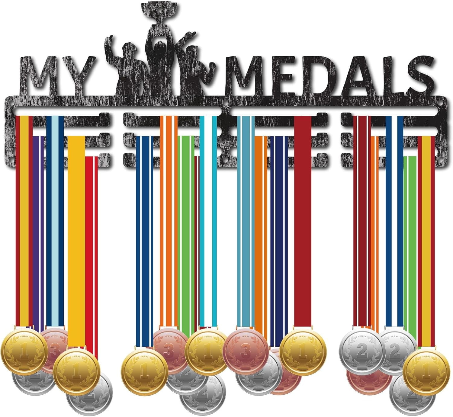 My Medals Holder Hanger Medals Display Rack Silver Metal Shelf Plaques ...